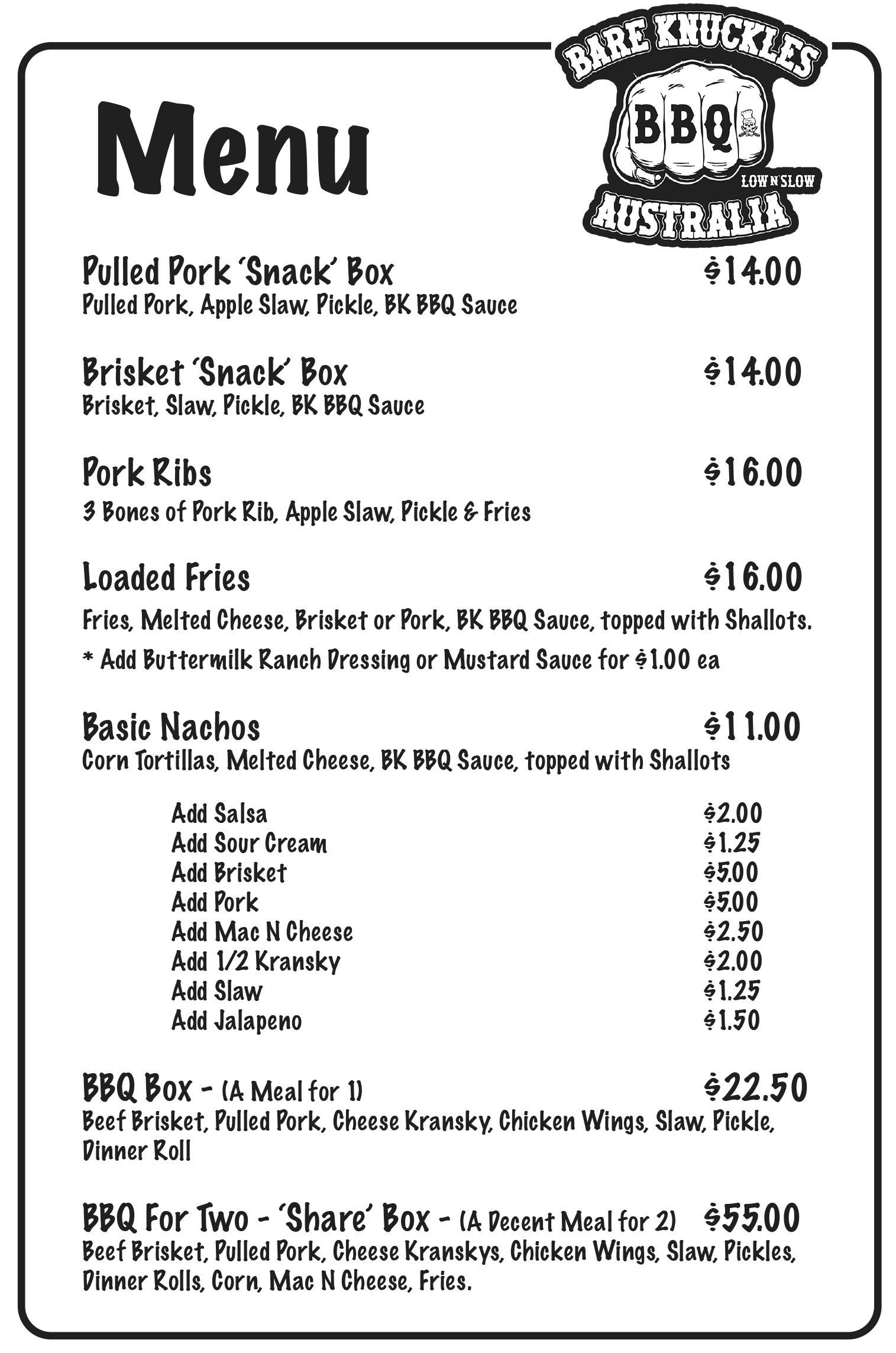 Menu – Bare Knuckles BBQ